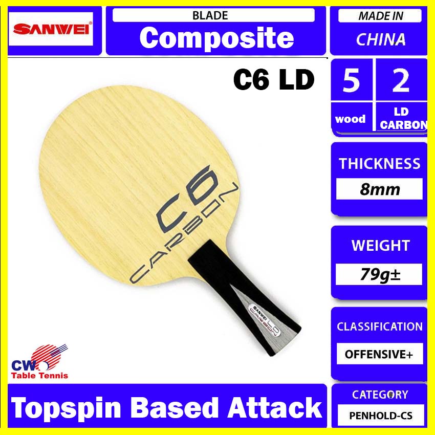 Sanwei Blade C6 LD Composite Carbon Blade Table Tennis Bat Paddle ...
