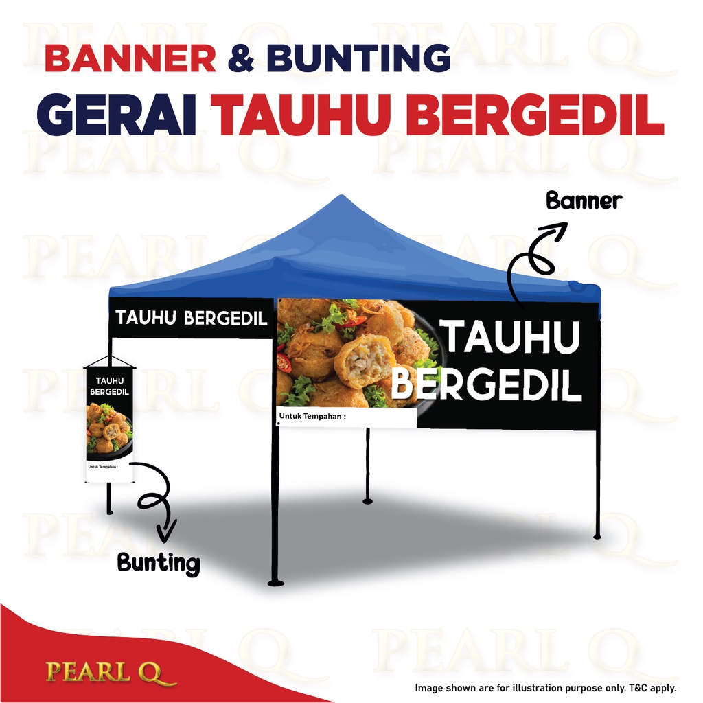 Banner Gerai Makanan Tauhu Bergedil Ayam Daging Sambal Hitam Pasar ...