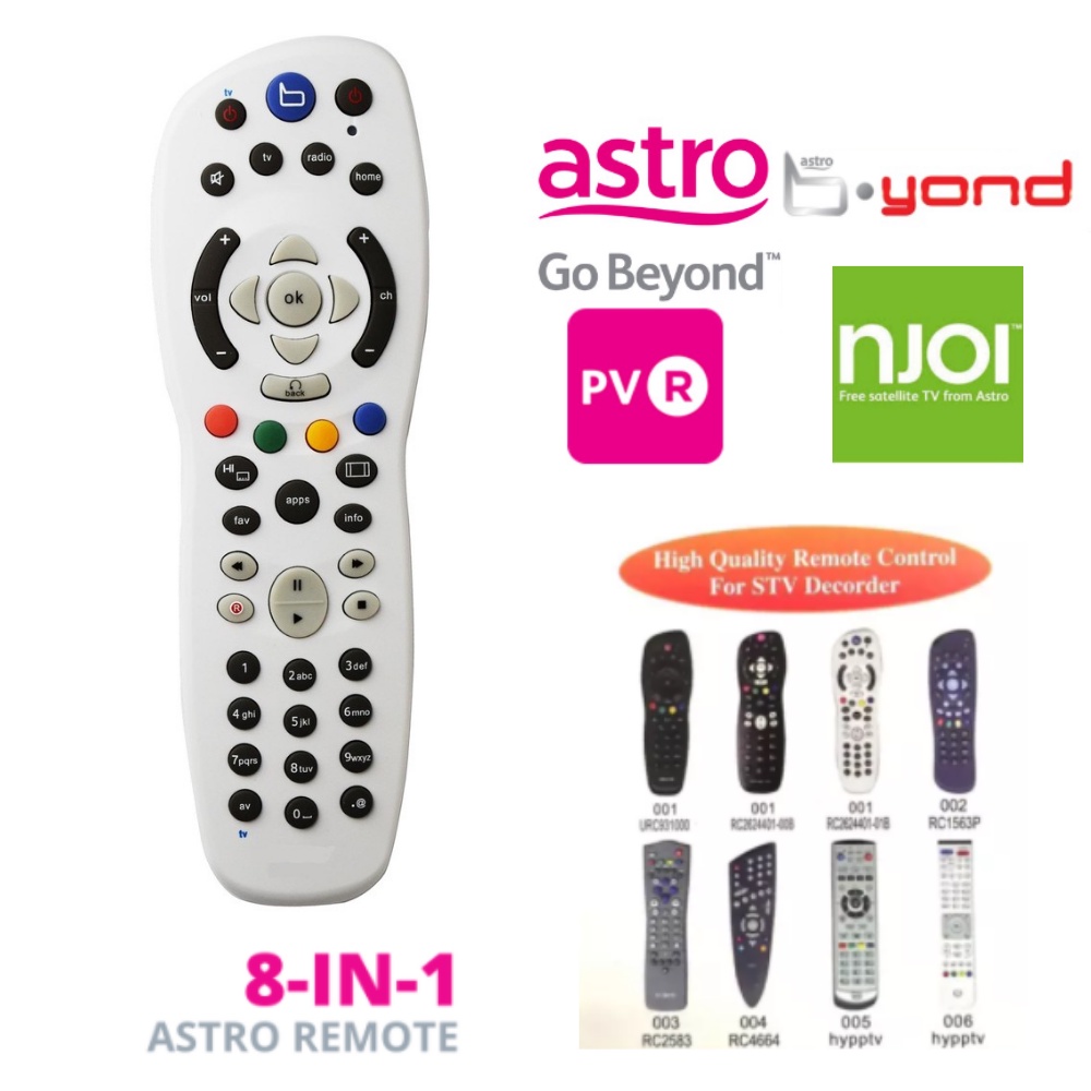 ASTRO REMOTE CONTROL 8 IN 1 FOR BEYOND/NJOI/PVR/ALL OLD MODEL | Shopee ...