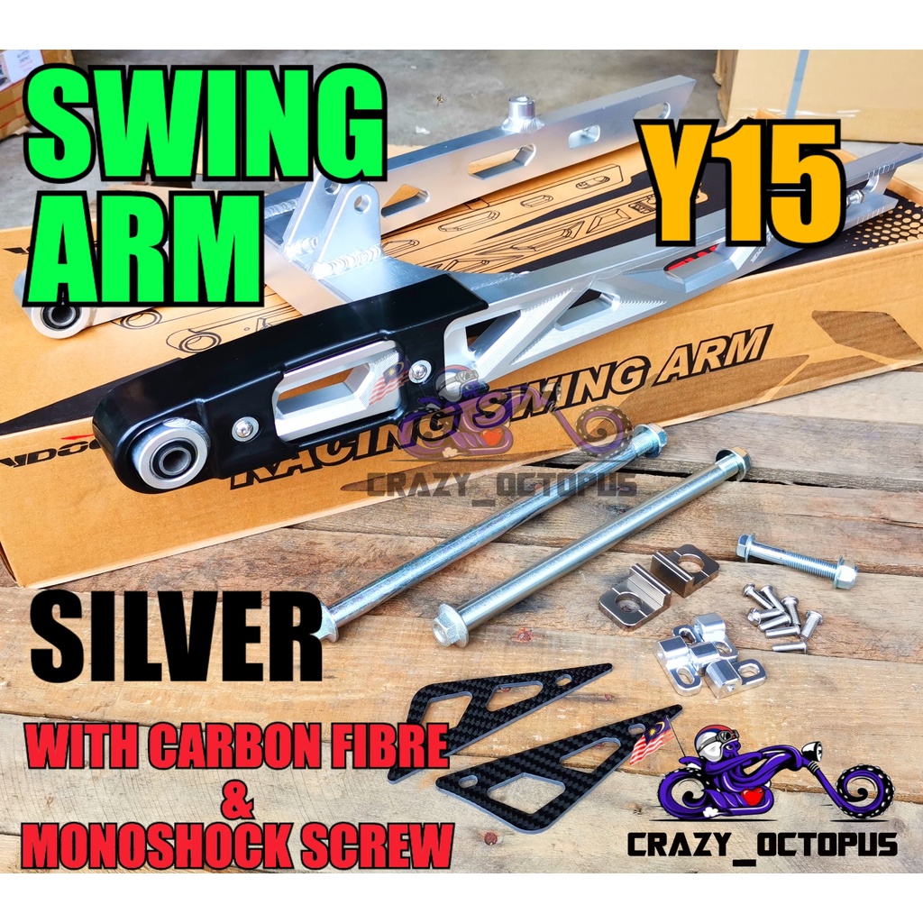 YAMAHA SWING ARM ASSY Y15ZR Y15 BLACK/SILVER/TITANIUM GREY WITH CARBON ...