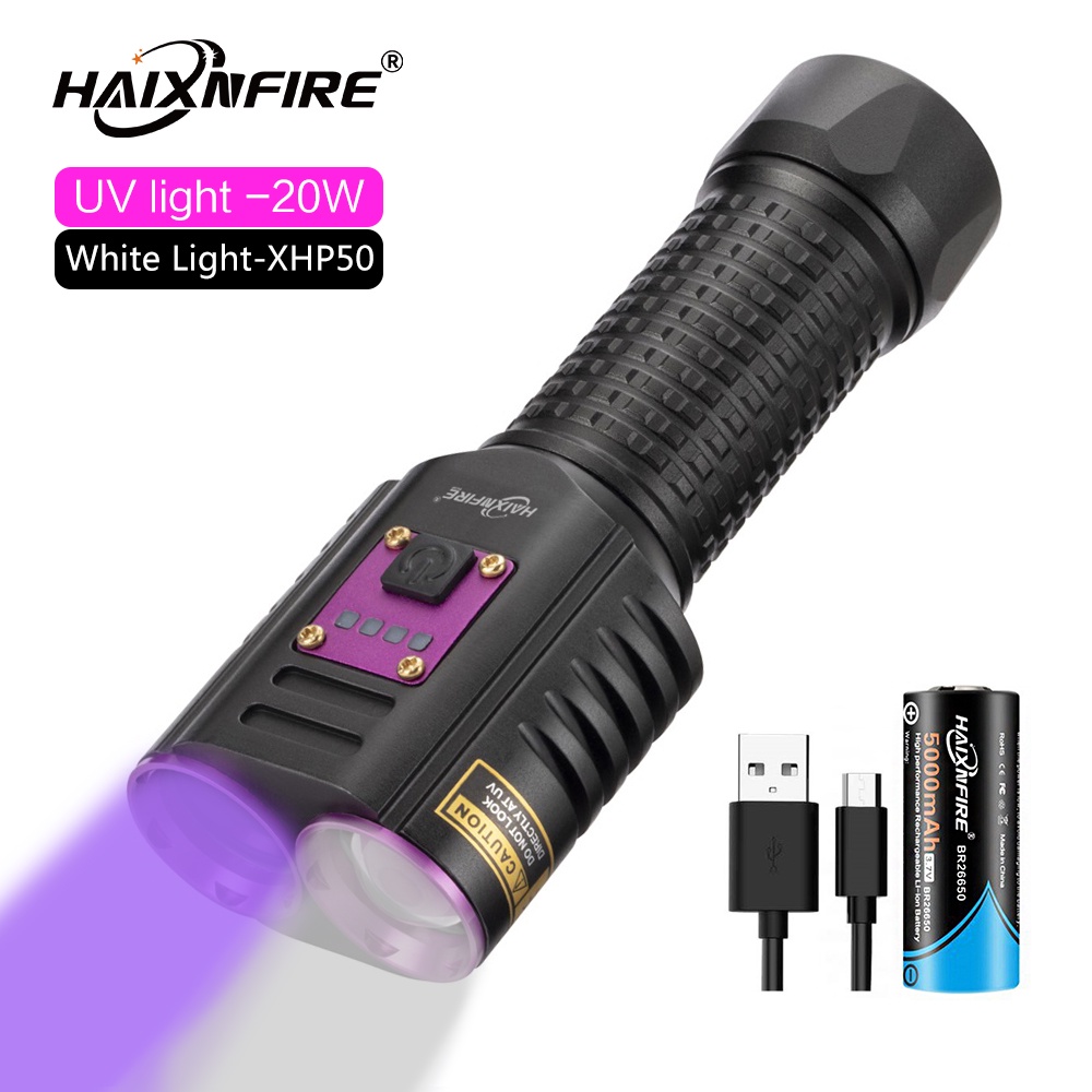 HaixnFire SV20 Fluorescent UV Curing Flashlight Purple Light 20W Purple ...
