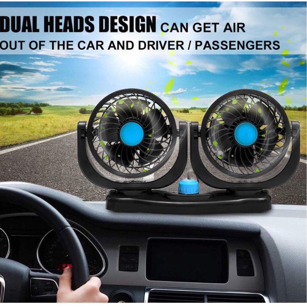 CAR COOLER FAN Dashboard Dual Two Head Desktop USB Mini Fan Kipas ...