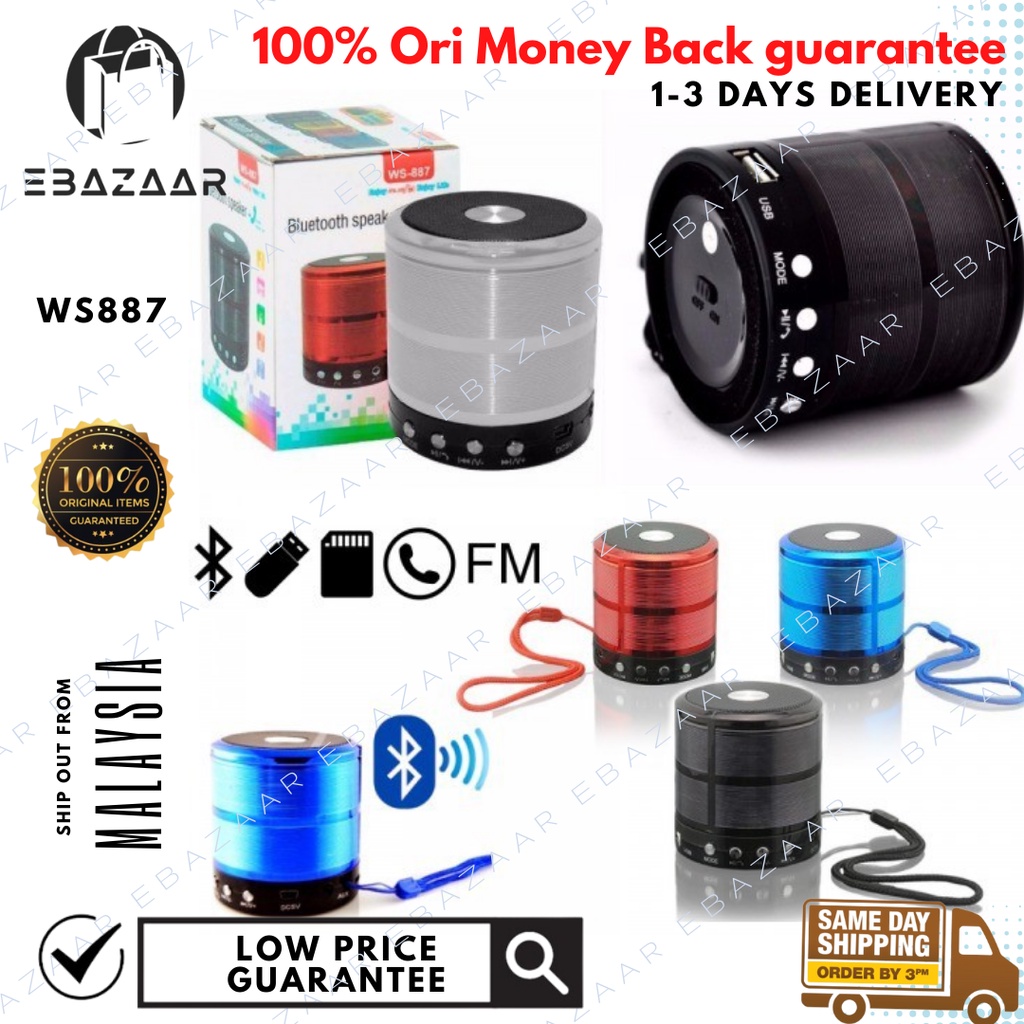Speaker Bluetooth WS-887 Portable Wireless WS887 Stereo Super bass ...