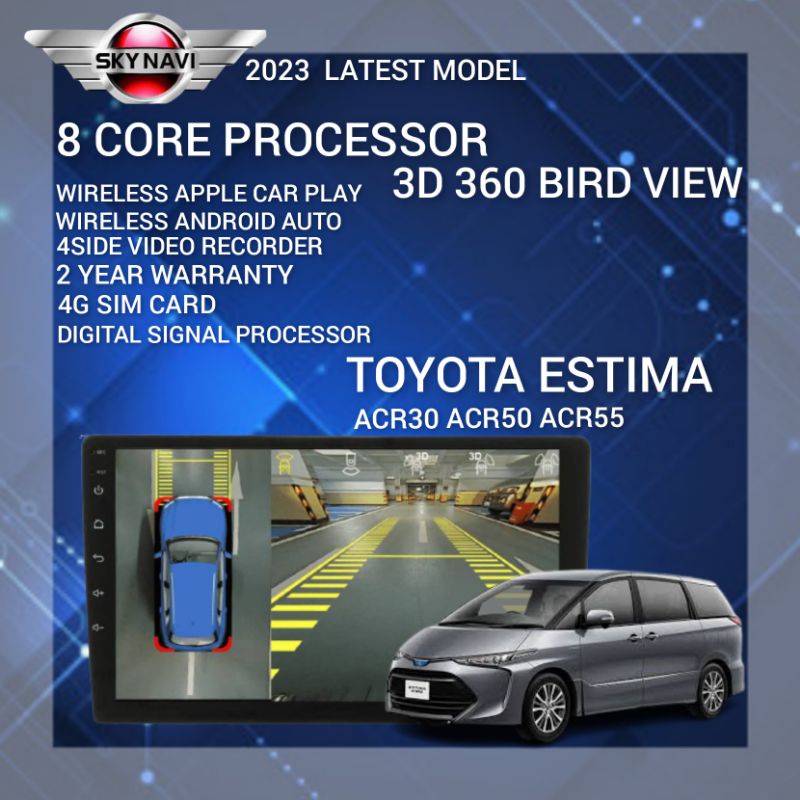 TOYOTA ESTIMA ACR 30 ANDROID PLAYER 360 BIRD VIEW CAMERA | Shopee Malaysia