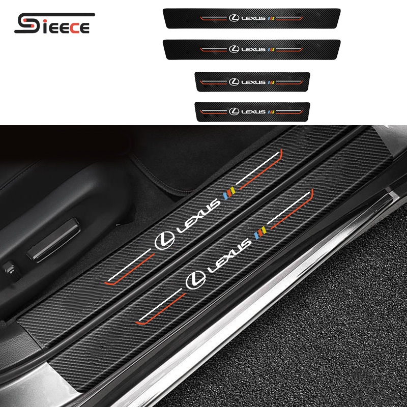 Sieece 4PCS Car Door Sill Protector Auto Carbon Fiber Threshold Strips ...