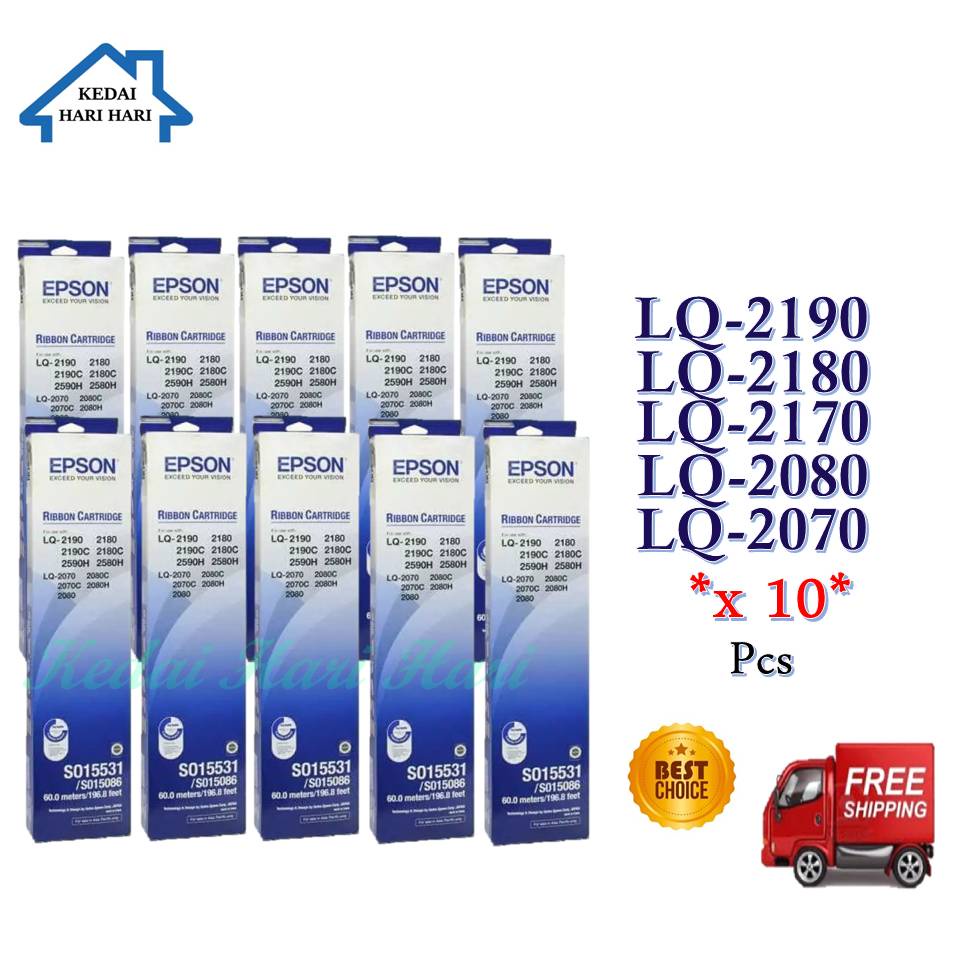 10 UNITS EPSON LQ-2190/ 2180 RIBBON CARTRIDGE/ S015531/ S015086/ LQ2180 ...