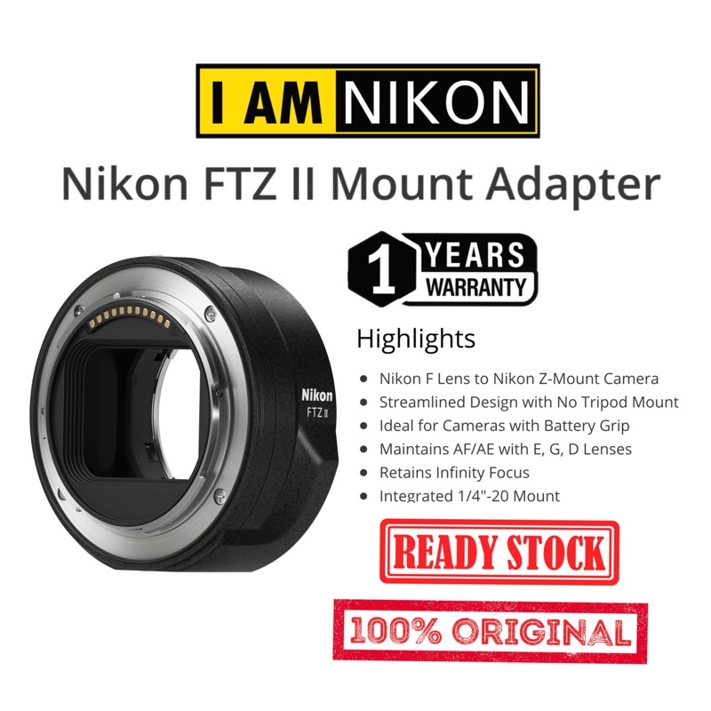 Nikon FTZ II Mount Adapter original (1 years warranty) Nikon F lens to ...
