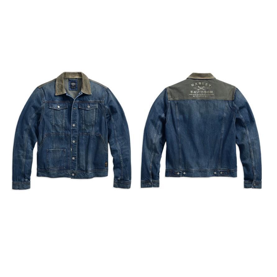 96522-17VM Harley-Davidson Slim Fit Mens Corduroy Denim Jacket | Shopee ...