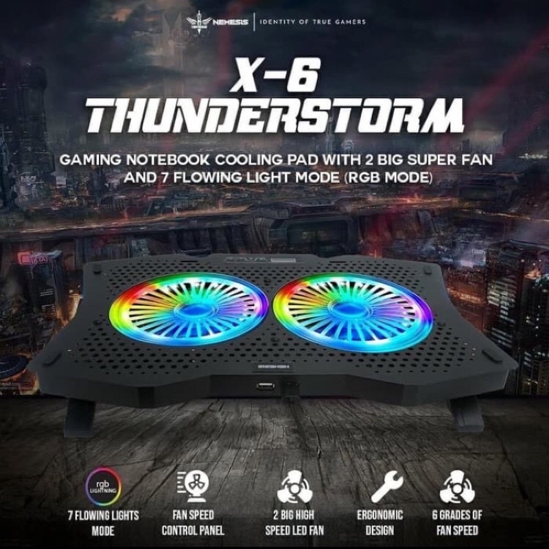 Nyk nemesis X6 thunderstorm gaming coolingpad with rgb & fan speed ...