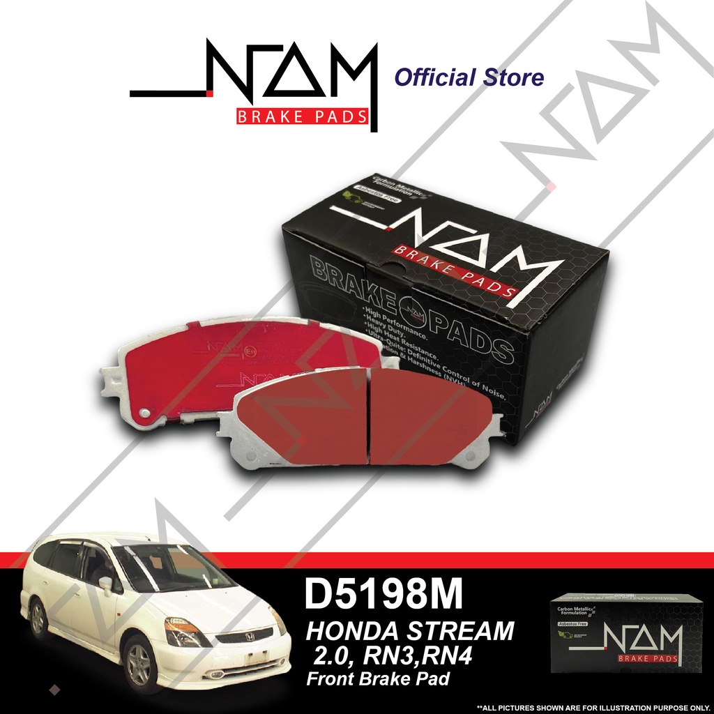 NAM Front Brake Pad - Honda Stream 2.0 RN3,RN4 - D5198M (1set) | Shopee ...