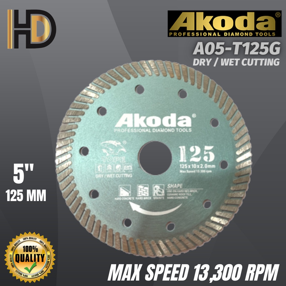 AKODA 5" 125MM TOPE Diamond Cutting Disc / AKODA A05-T125G 5" 125MM ...