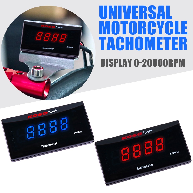 Koso Mini RPM Meter Digital LCD Display Engine Tachometer Gauge Racing ...