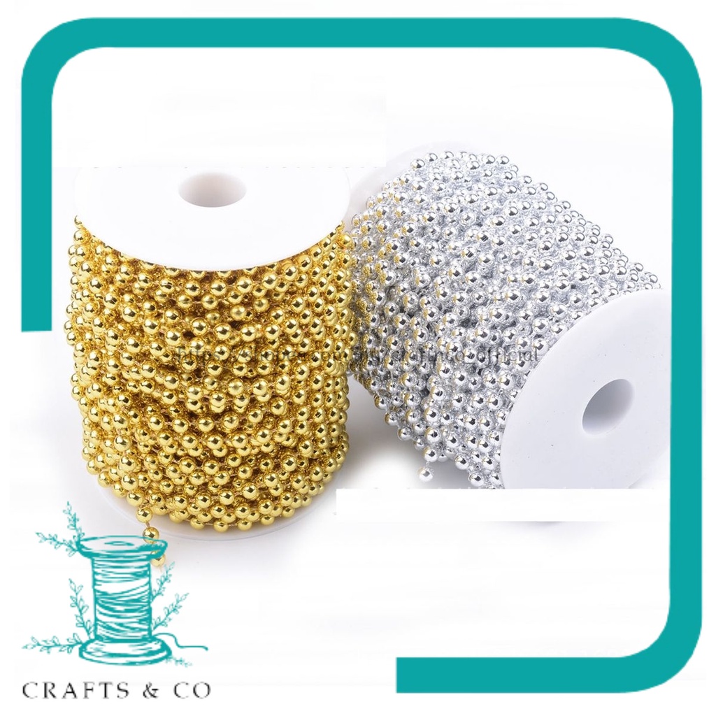 1 Meter Gold Silver Bead Lace 4mm / 5mm / 6mm / 8mm Round Loose Beads ...