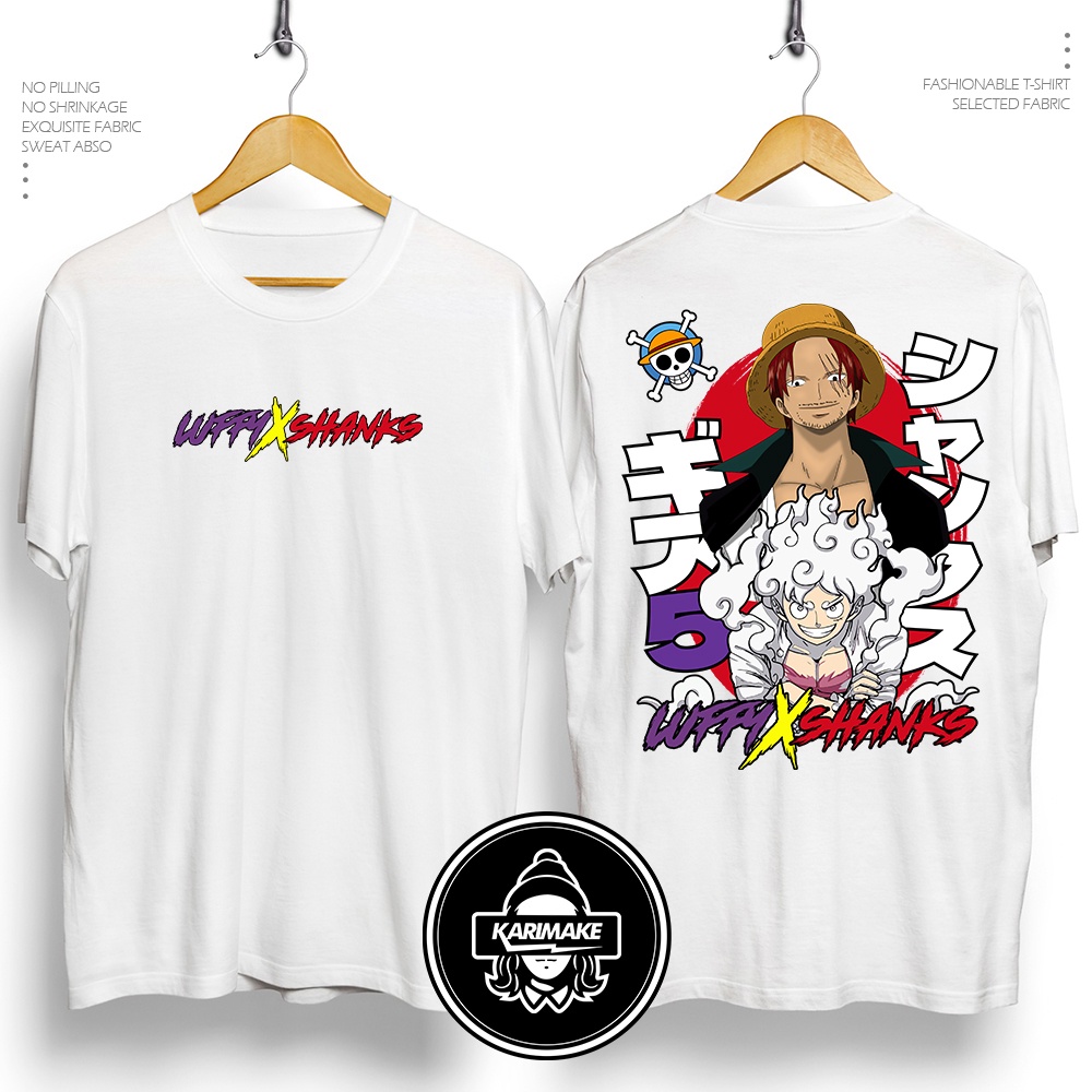 Original Design Luffy X Shanks One Piece Anime Shirt mens fashion ...