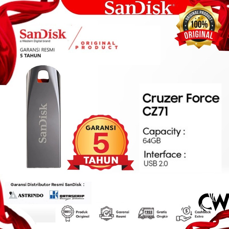 Sandisk Flashdisk Cruzer Force CZ71 - 64GB | Shopee Malaysia