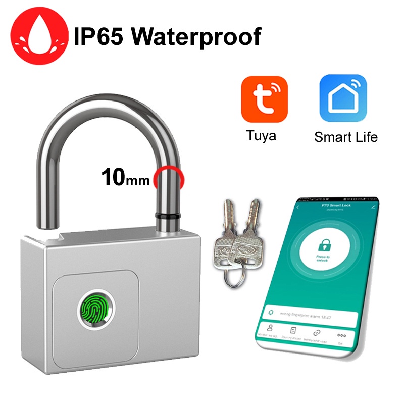 Tuya Fingerprint Padlock Smart Door Lock Garage Gates Anti-theft ...