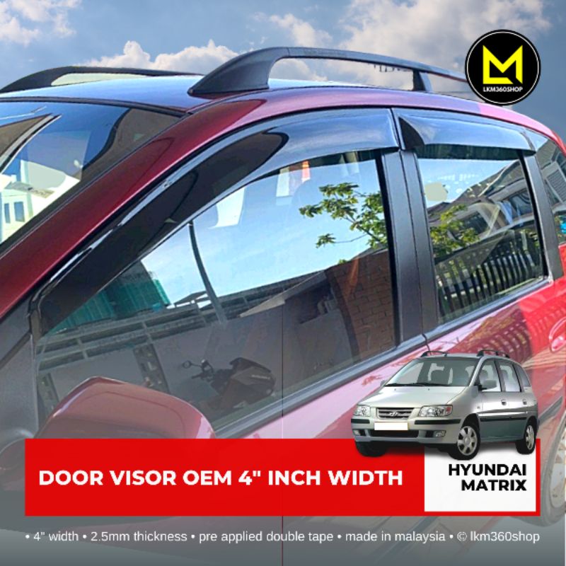 Hyundai Matrix Door Visor 4 Inch Width 2.5mm Thickness Air Press Window ...