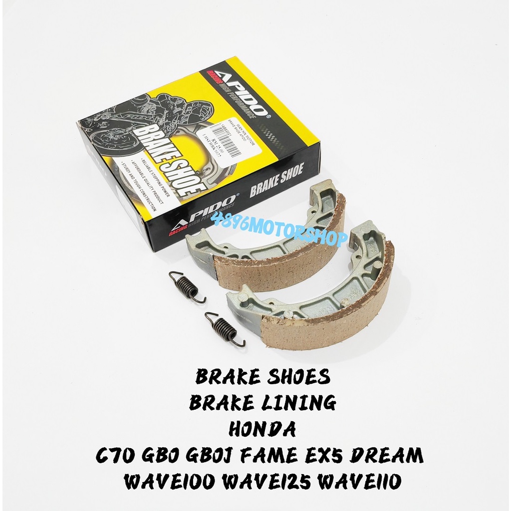 APIDO BRAKE SHOES EX5 DREAM C70 GBO GBOJ FAME WAVE100 WAVE125 EX90 MR2 ...