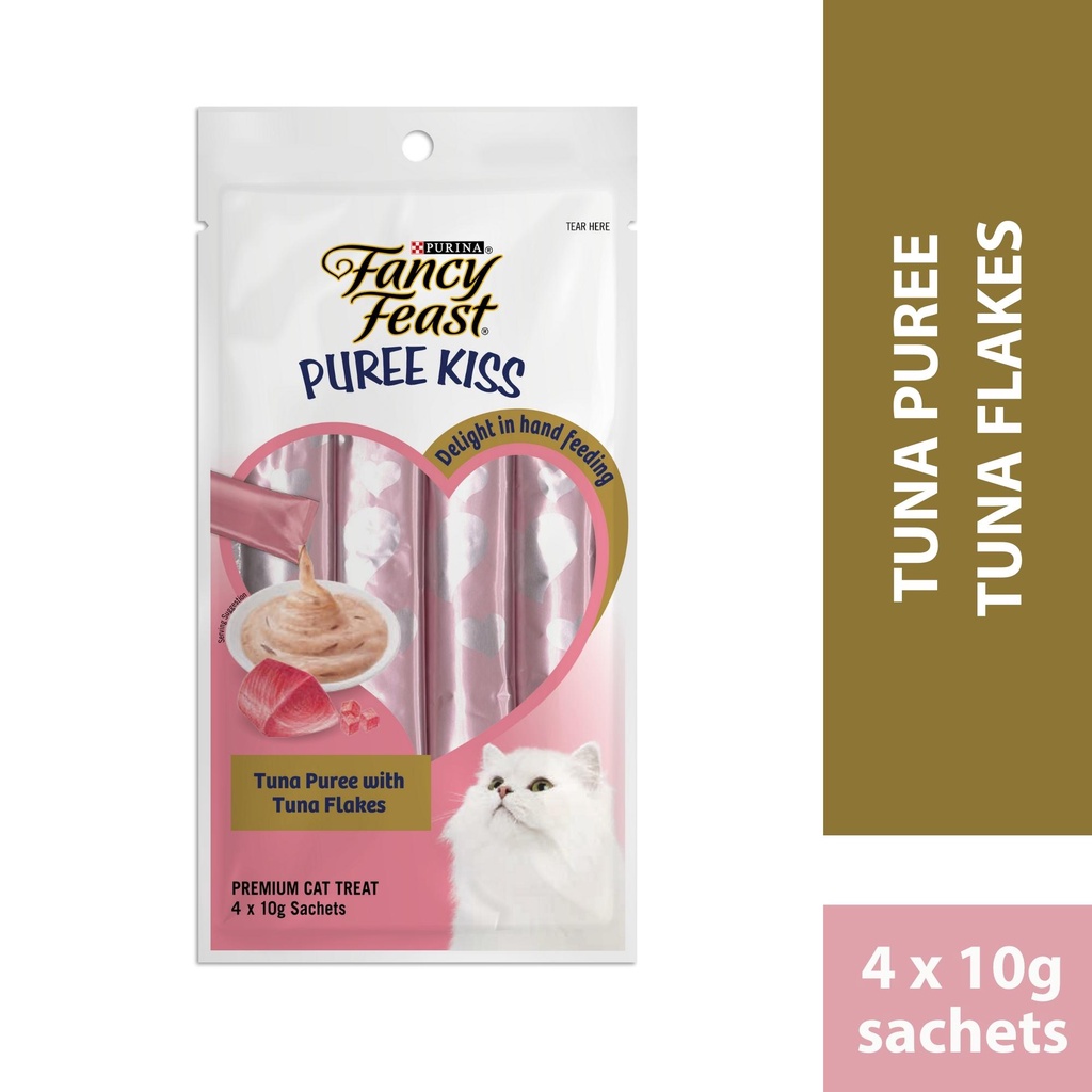 PURINA Fancy Feast Puree Kiss, Tuna Puree with Tuna Flakes Wet Cat ...