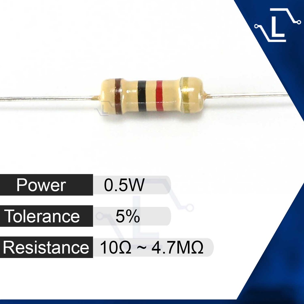 [Luminense] 5 pcs Resistors 1/2W 0.5W 5% Tolerance Resistor Metal Film ...