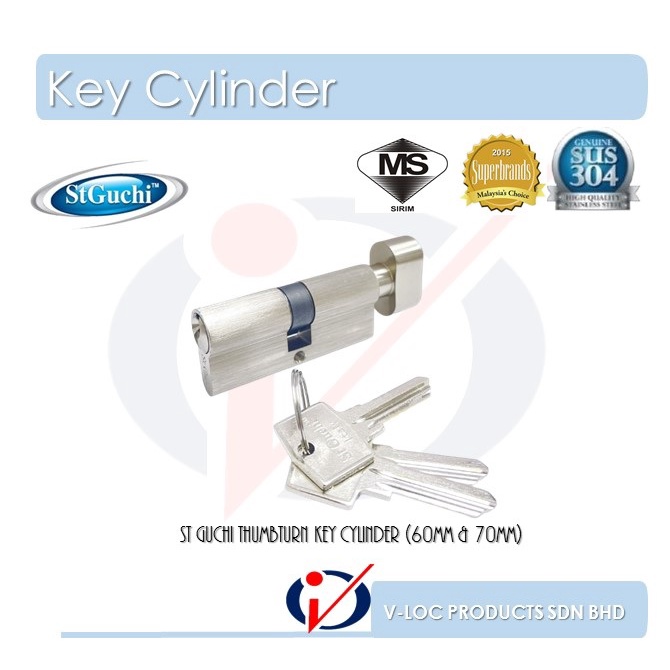 St Guchi SGEP-S3030 Thumbturn & Key Profile Cylinder (60mm) | Shopee ...