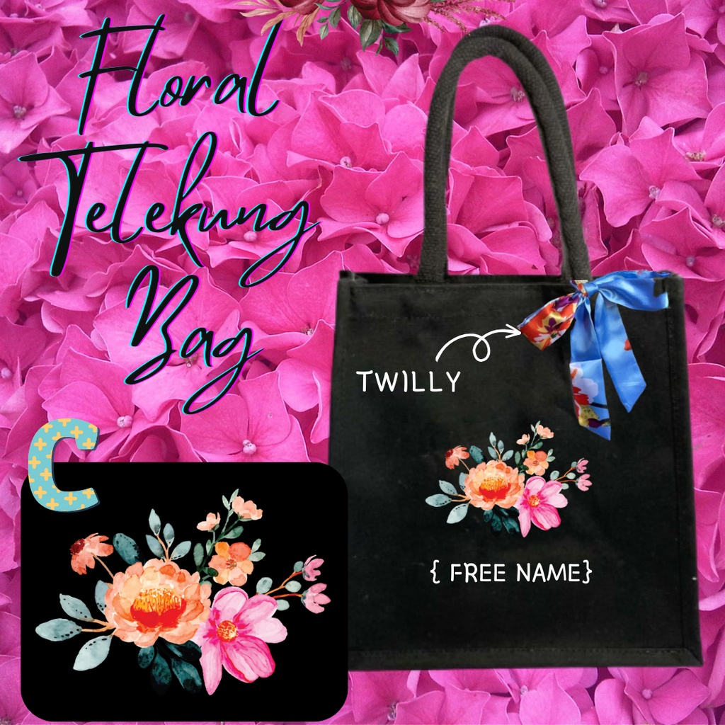 Floral Telekung Bag | Bag Letak Nama | Custom Name | Perfect beg for ...