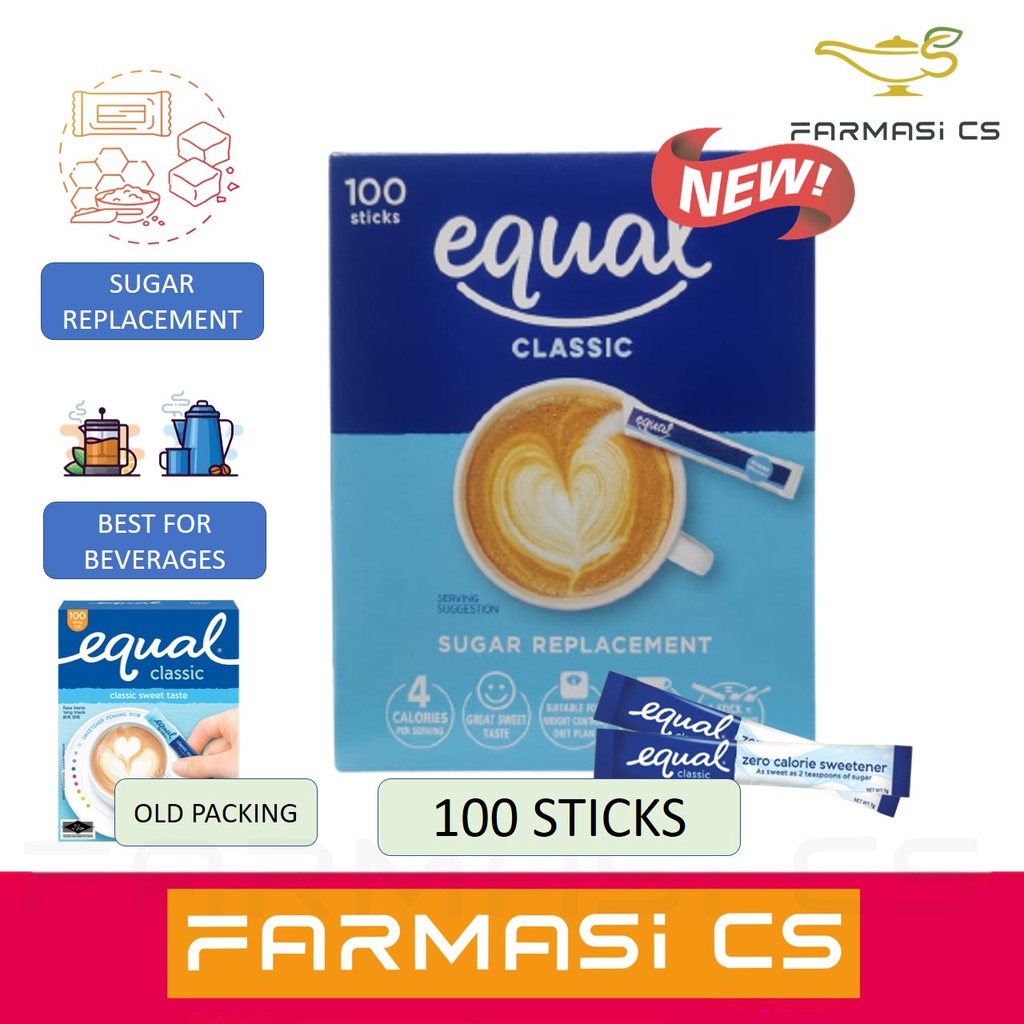 Equal Classic Sweet Taste 100 sticks EXP:07/2027 [ Sugar, Sweetener ...