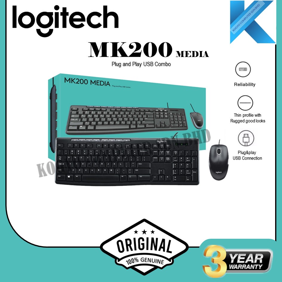 LOGITECH MK200 Media Combo Wired Keyboard + Mouse | Shopee Malaysia