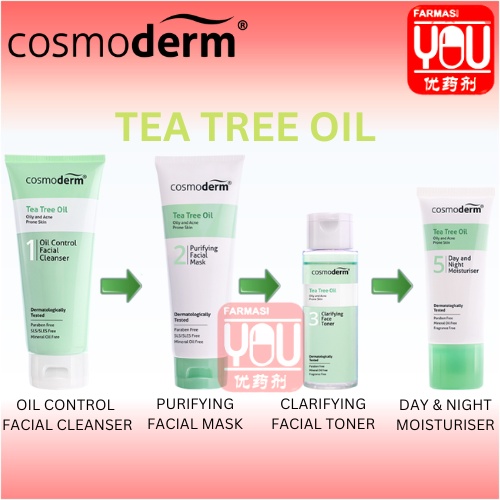 [YOUPHARMACY] COSMODERM TEA TREE OIL - OIL AND ACNE PRONE SKIN | Shopee ...