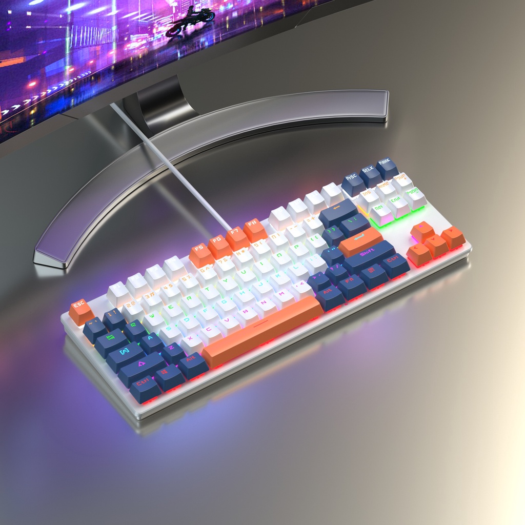 K870 Wired Mechanical Keyboard 87 key Multi-color Key Cap Mixed Light ...