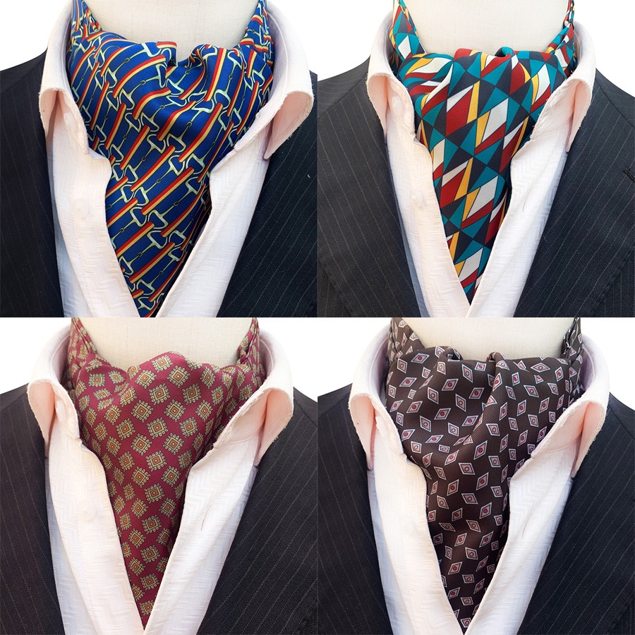 Men Vintage Formal Cravat Tie Silk Polka Dot Floral Plaid & Checks ...
