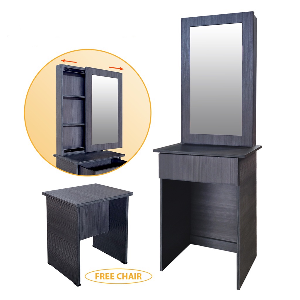 KP Cool Grey Meja Makeup Table Dressing Table With Mirror Vanity Table ...