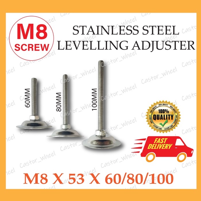 M8 ADJUSTABLE LEVELING STAND STAINLESS STEEL BASE FLOOR MOUNTED ...