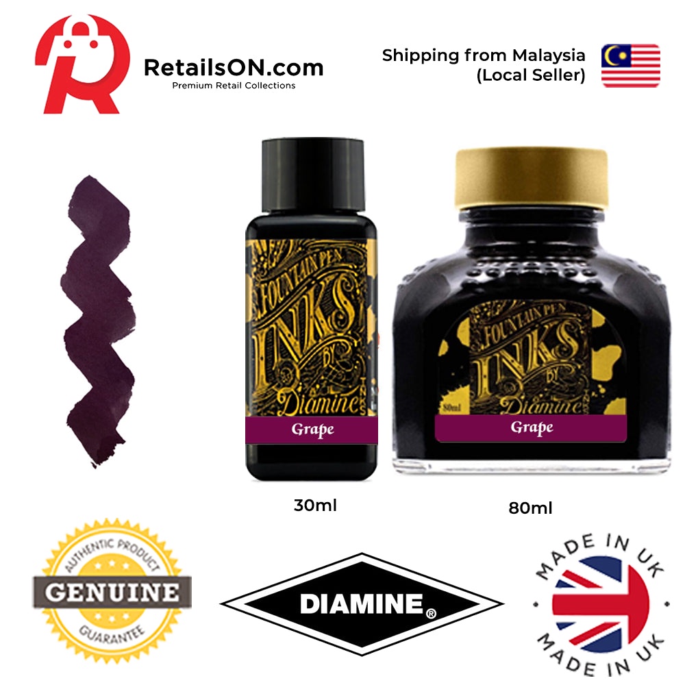 Diamine Ink Bottle (30ml / 80ml) - Grape / Fountain Pen Ink Bottle 1pc ...