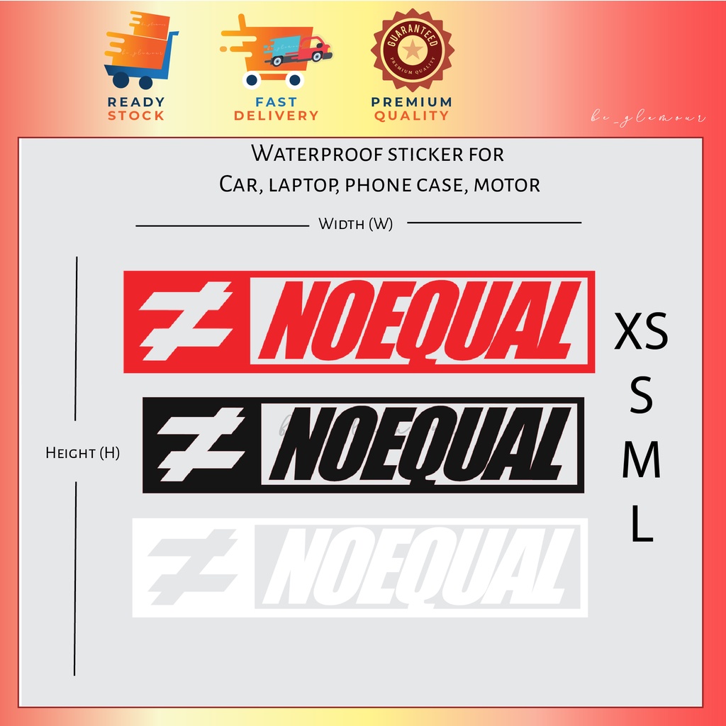 No Equal Sticker noequal stoned stiker kereta racing track waterproof ...