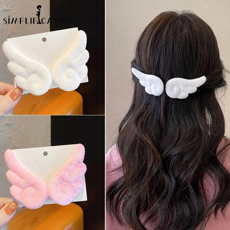 1 Pair Fairy Style Sweet Cute Angel Wing Plush Hairpin/ Cartoon Cosplay ...
