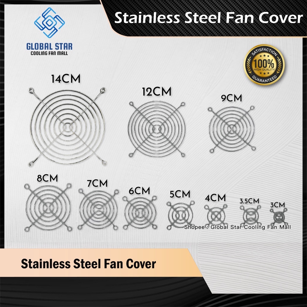 GS Stainless Steel Fan Cover 3CM/3.5CM/4CM/5CM/6CM/7CM/8CM/9CM/12CM14CM ...