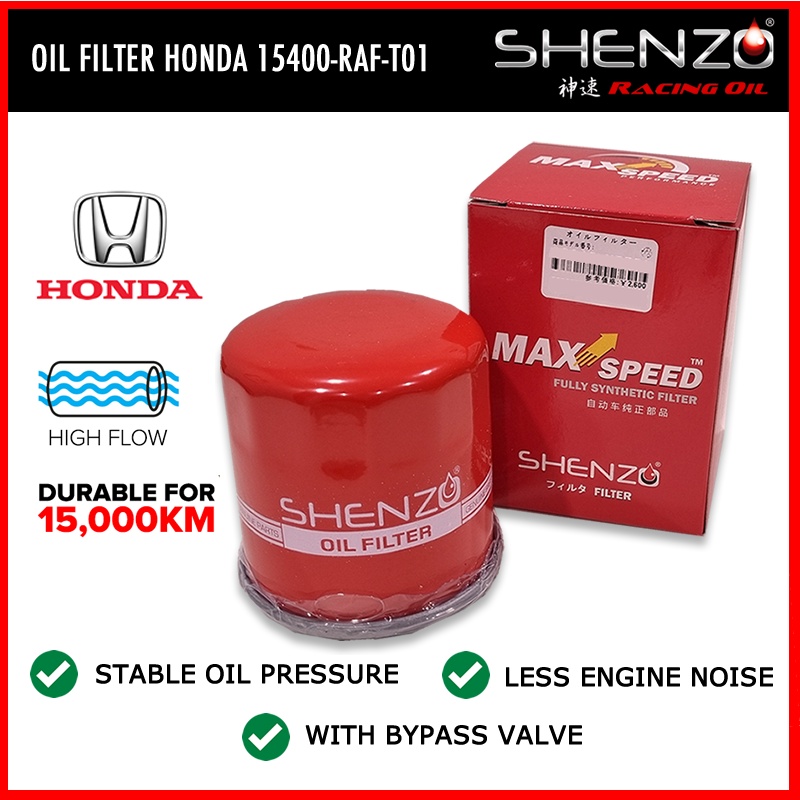 Shenzo High Flow Oil Filter for Honda Jazz City Civic Accord CRV HRV ...