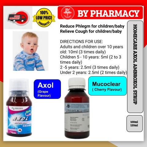 Homecare Axol Syrup 100ml/ MUCOCLEAR 120ML Relief of Productive Cough ...