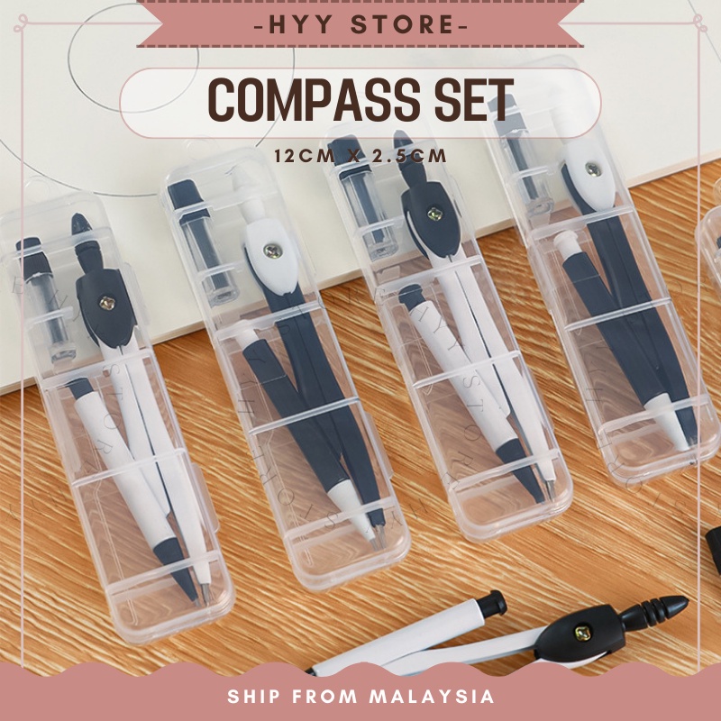 Compass Set With Mechanical Pencil Math Set Geometry Kompas Belajar ...