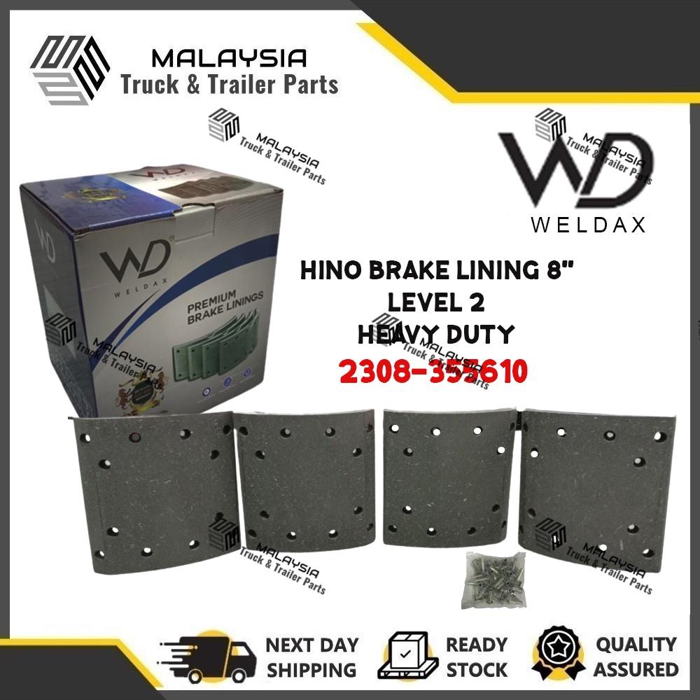 WELDAX HINO BRAKE LINING 8" (2308-355610 LEVEL 2) | Shopee Malaysia