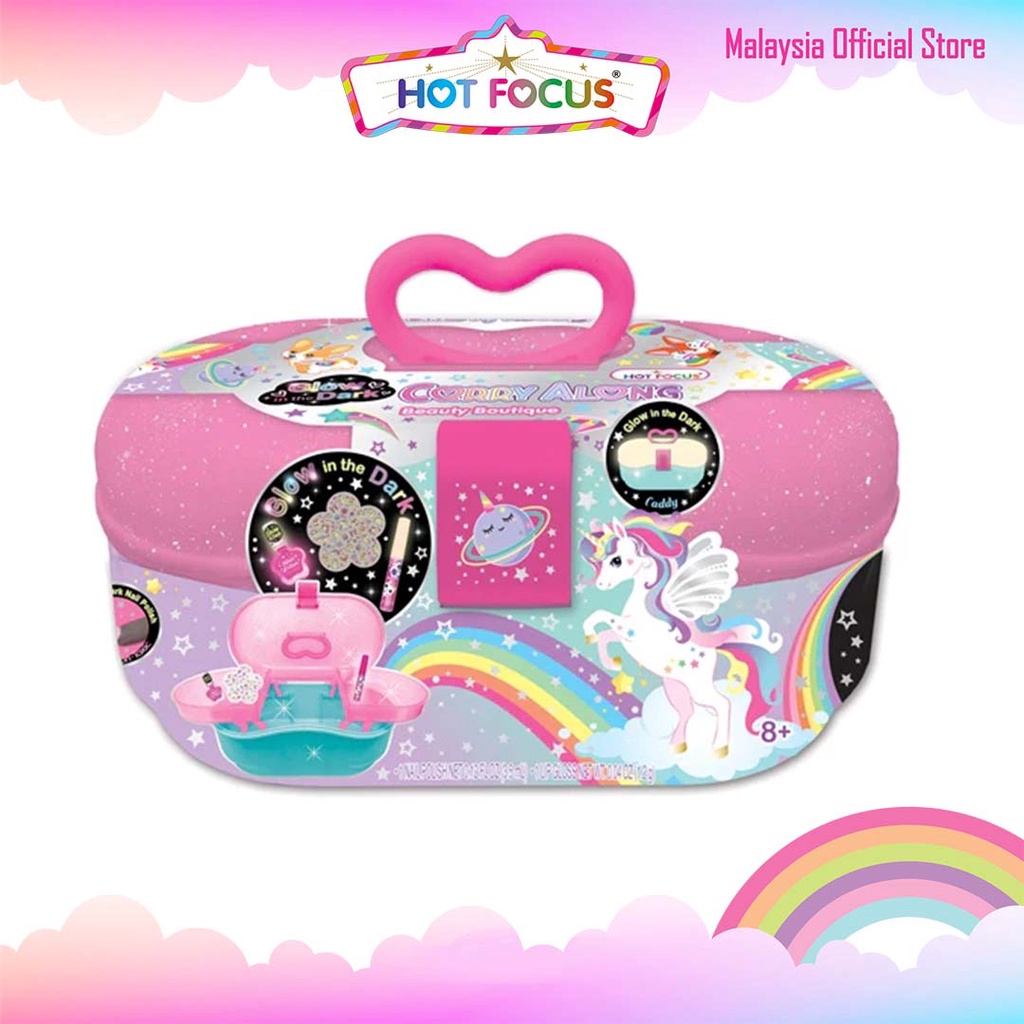 Hot Focus Carry Along Beauty Boutique Glow In The Dark Washable Non ...