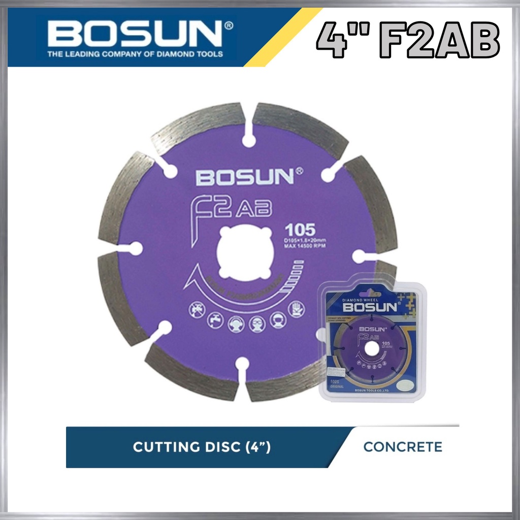 BOSUN 4" Diamond Cutting Disc For Bricks, Cement, Roof Tiles, Granite ...