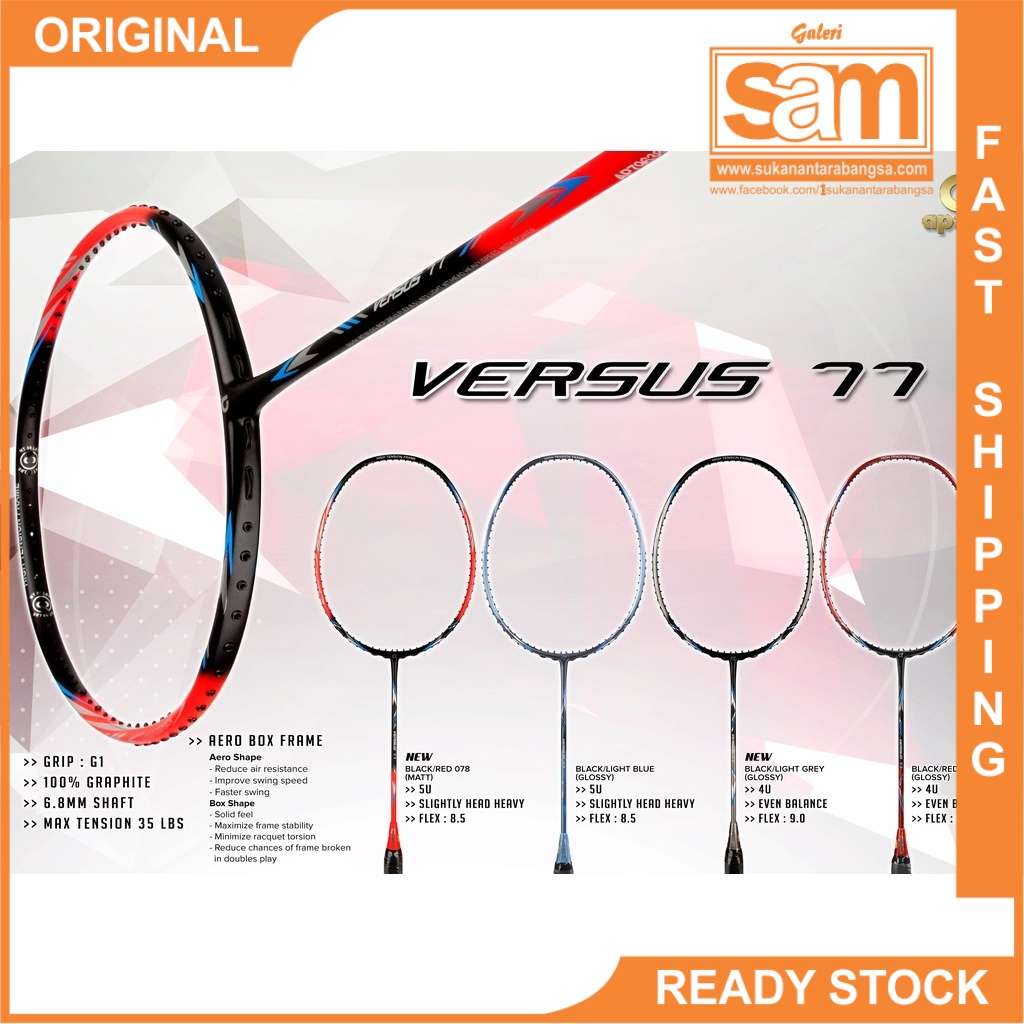 Apacs Badminton Racket VERSUS 77 with Free Grip, String and String ...