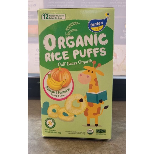 Tenten Organic Rice Puffs Banana & Pumpkin 30g | Shopee Malaysia