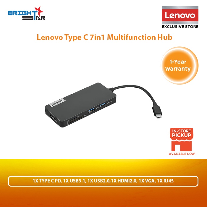 Lenovo Cables & Adapters (USB-C to Ethernet Adapter | USB-C 7-in-1 Hub ...