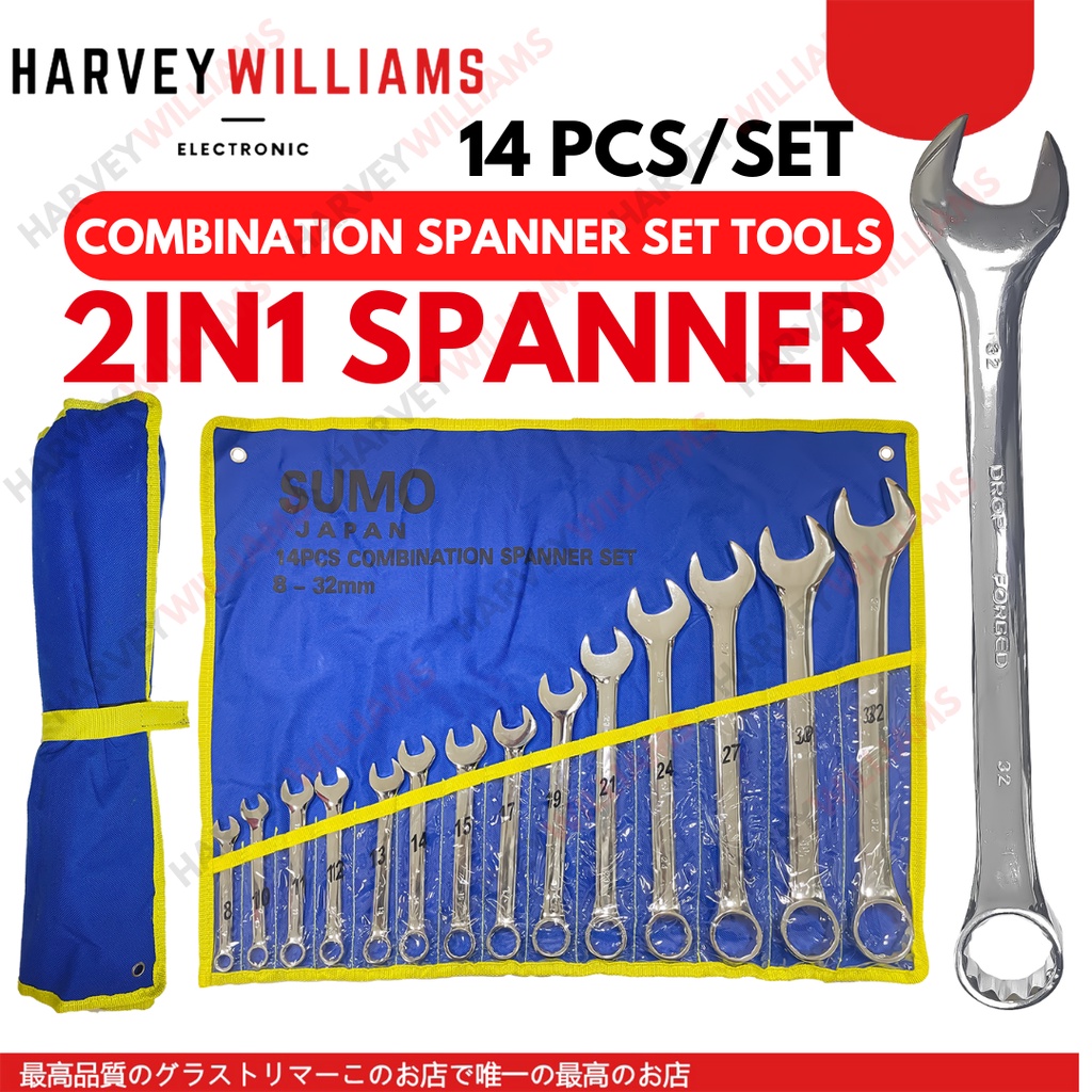 8mm-32mm SUMO JAPAN COMBINATION SPANNER SET ( 14PCS ) COMMON RING ...