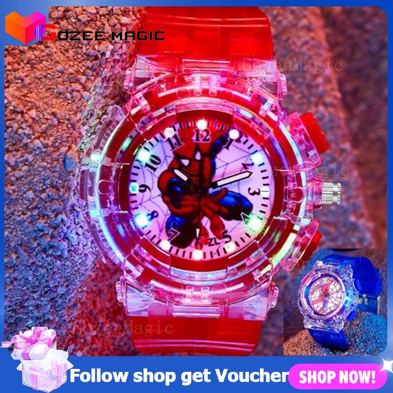 Cartoon Kids Spiderman Watch LED Light Child Watches for Boys Girls ...