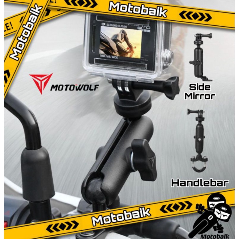🇲🇾 MOTOWOLF Motorcycle Dash Cam Holder Camera GoPro Mount Pemegang ...