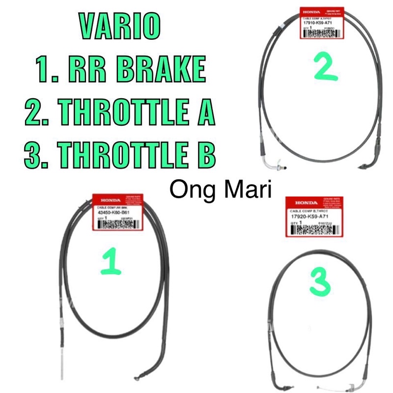 Honda vario 150 cable minyak a b tali brake throttle cable brek cable ...